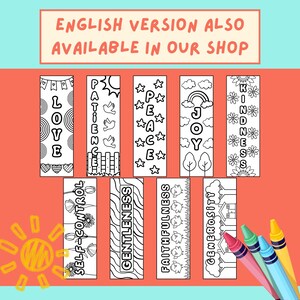 Spanish Fruit of the Spirit Coloring Bookmarks for Kids (digital ...
