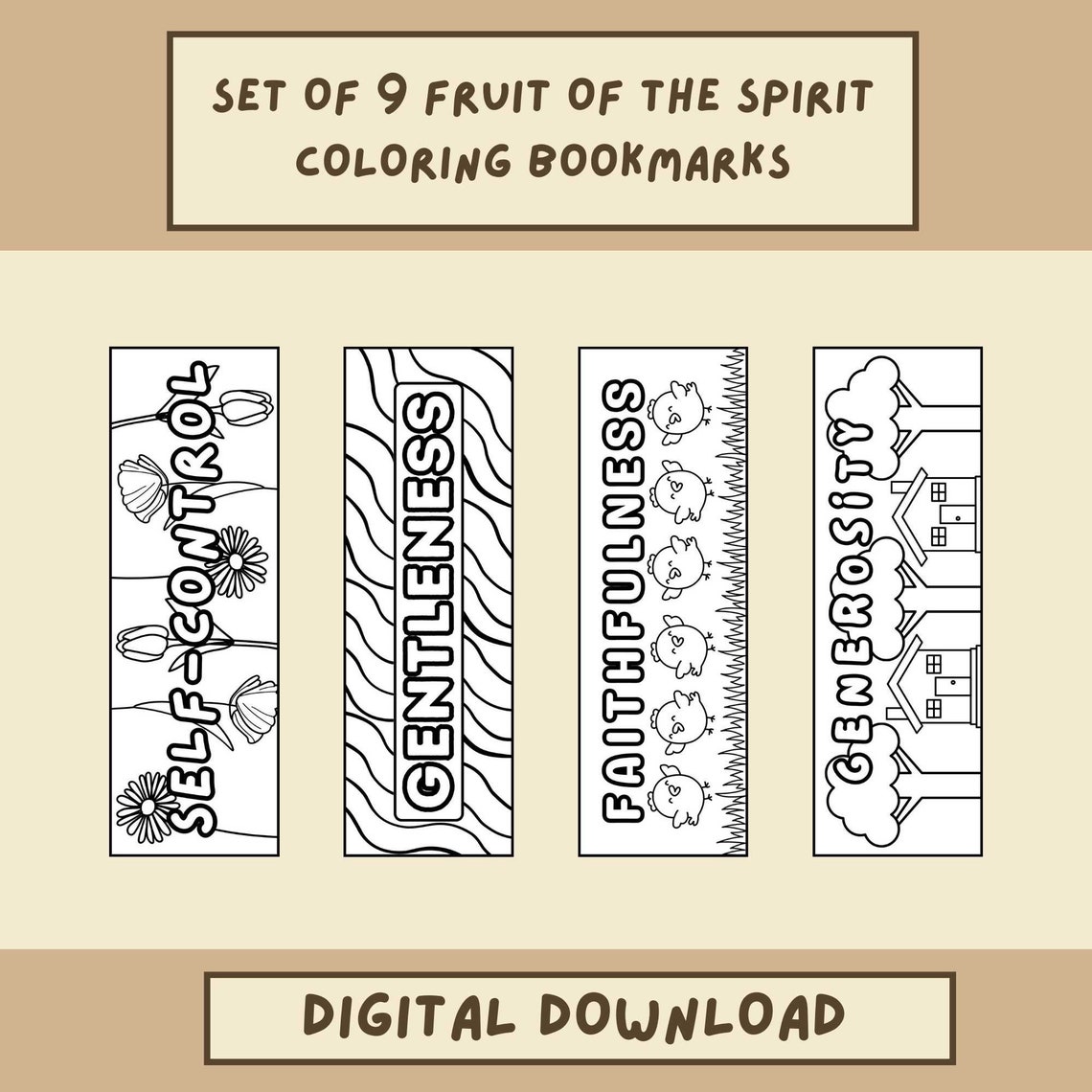 Fruit of the Spirit Coloring Bookmarks | Christian Coloring | for Kids ...