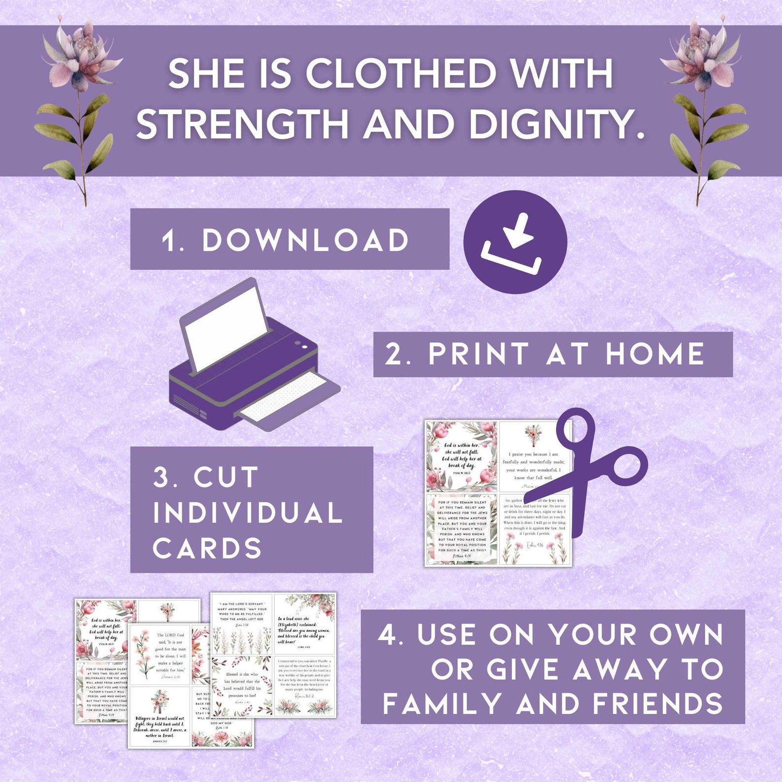 Women of God Scripture Cards, KJV Scripture Cards, Scripture Printable ...