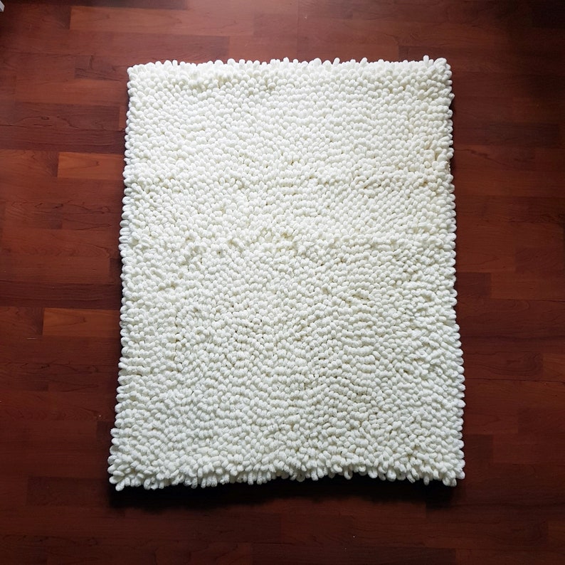 White Carpet Rug Small Handwoven for Bedroom, Living Room, Kids Room ...