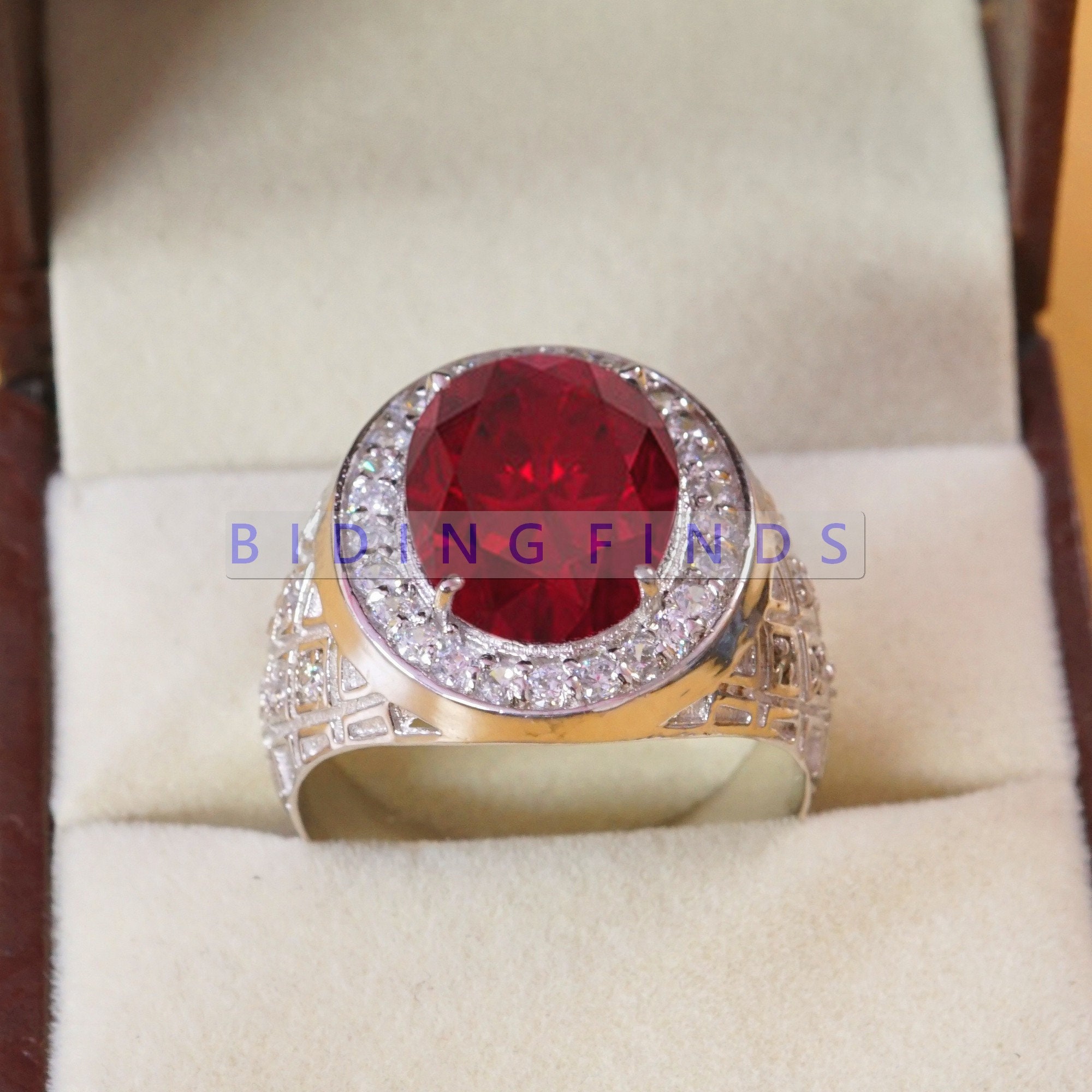 Ruby Men Ring July Birthstone Ring Statement Wedding Sterling - Etsy