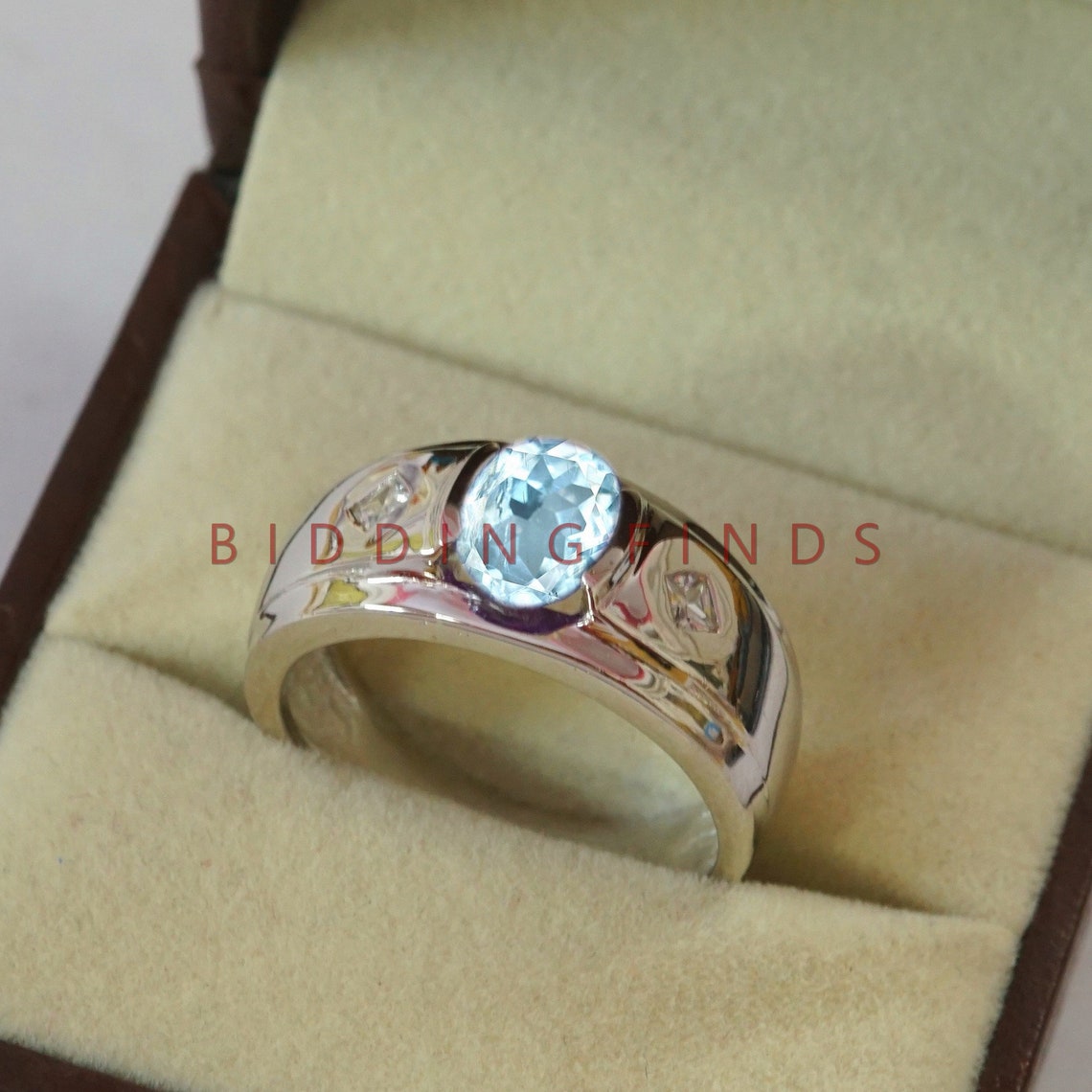Real Aquamarine Men's Ring Sterling Silver Ring - Etsy