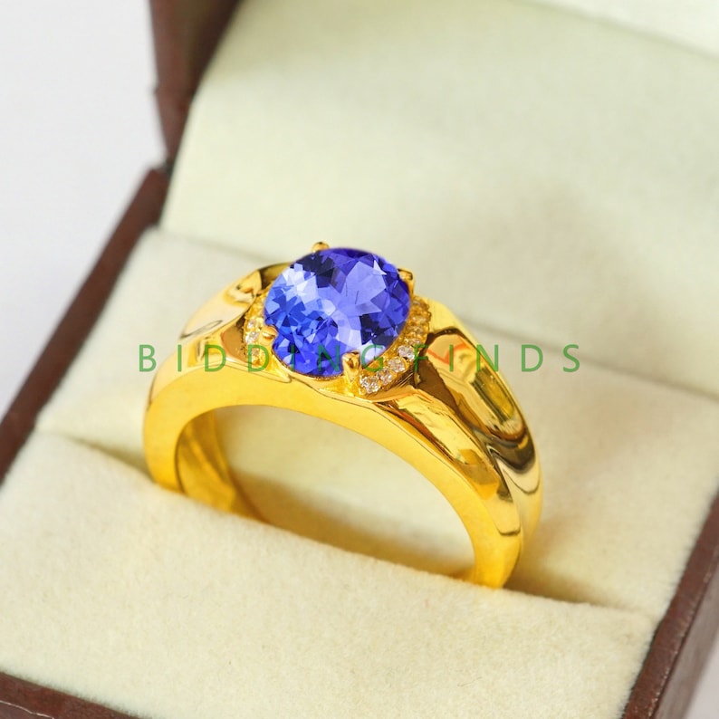 Tanzanite Ring for Men Sterling Silver Ring Engagement Ring - Etsy