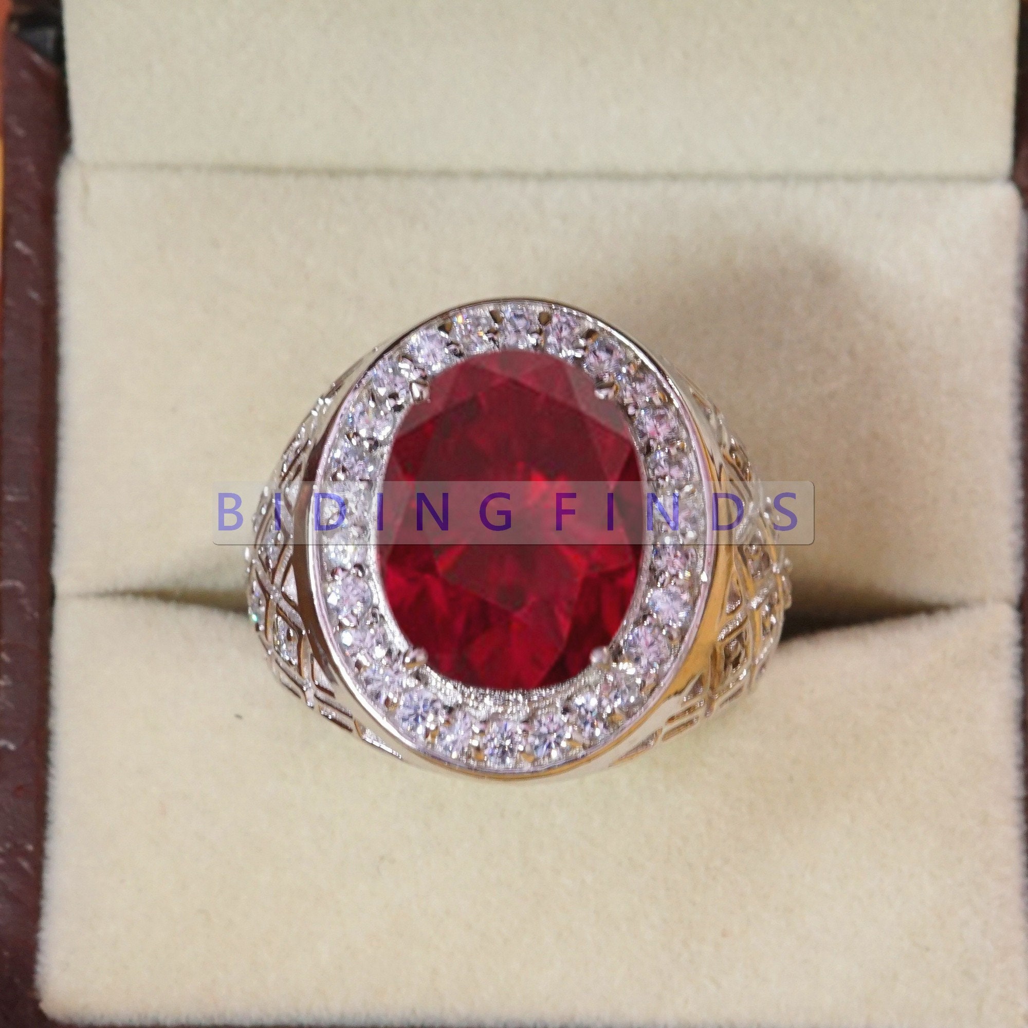 Ruby Men Ring July Birthstone Ring Statement Wedding Sterling - Etsy