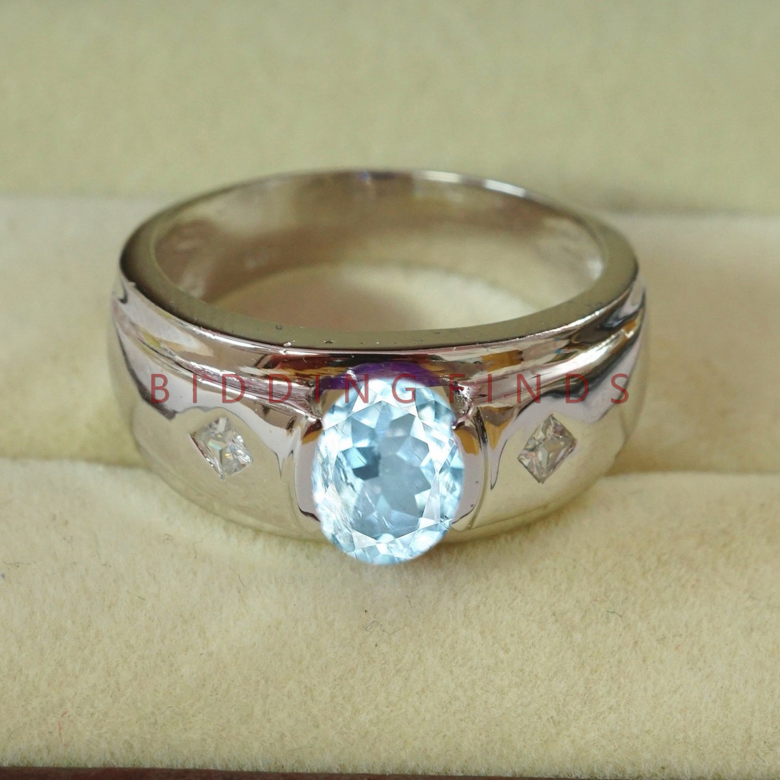 Real Aquamarine Men's Ring Sterling Silver Ring - Etsy