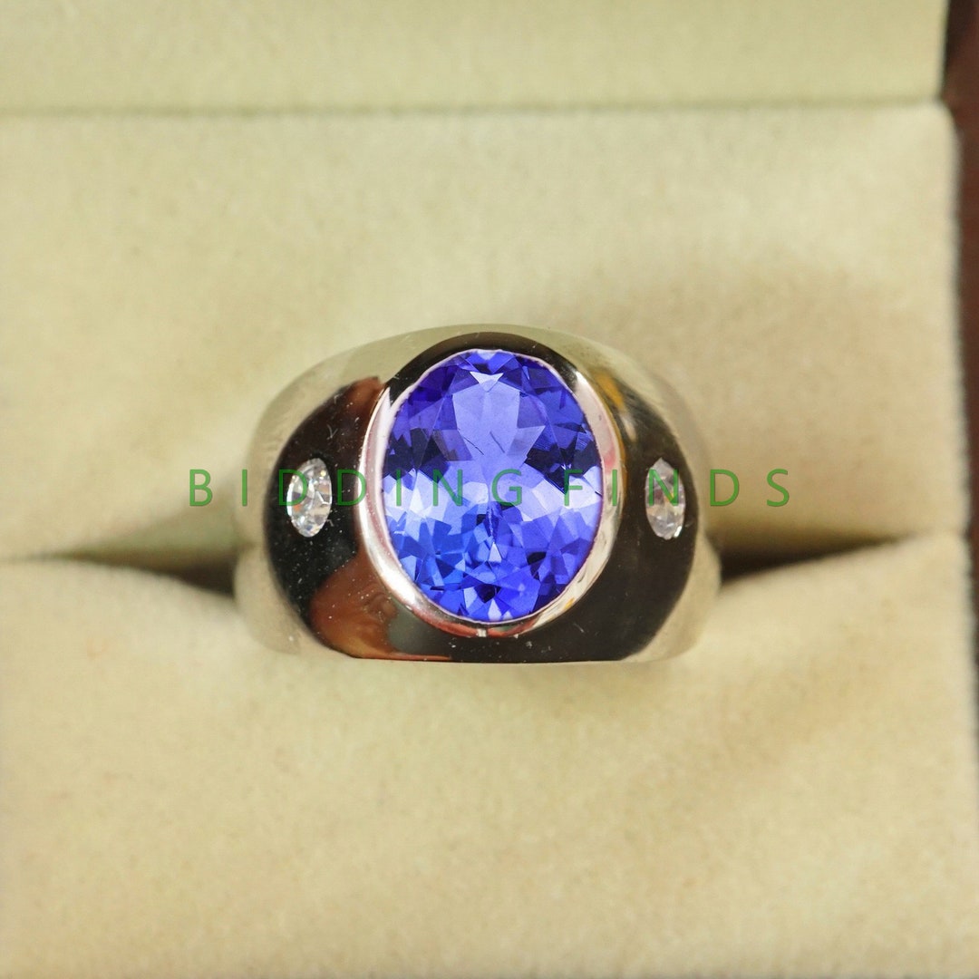 Tanzanite Men Ring Blue Stone Men's Ring Oval Gemstone Men Ring Gift ...