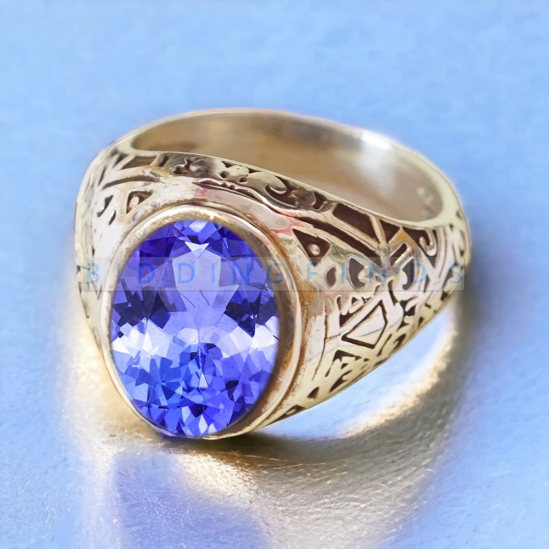 Tanzanite Men Ring, Sterling Silver Ring, Wedding Tanzanite Ring ...