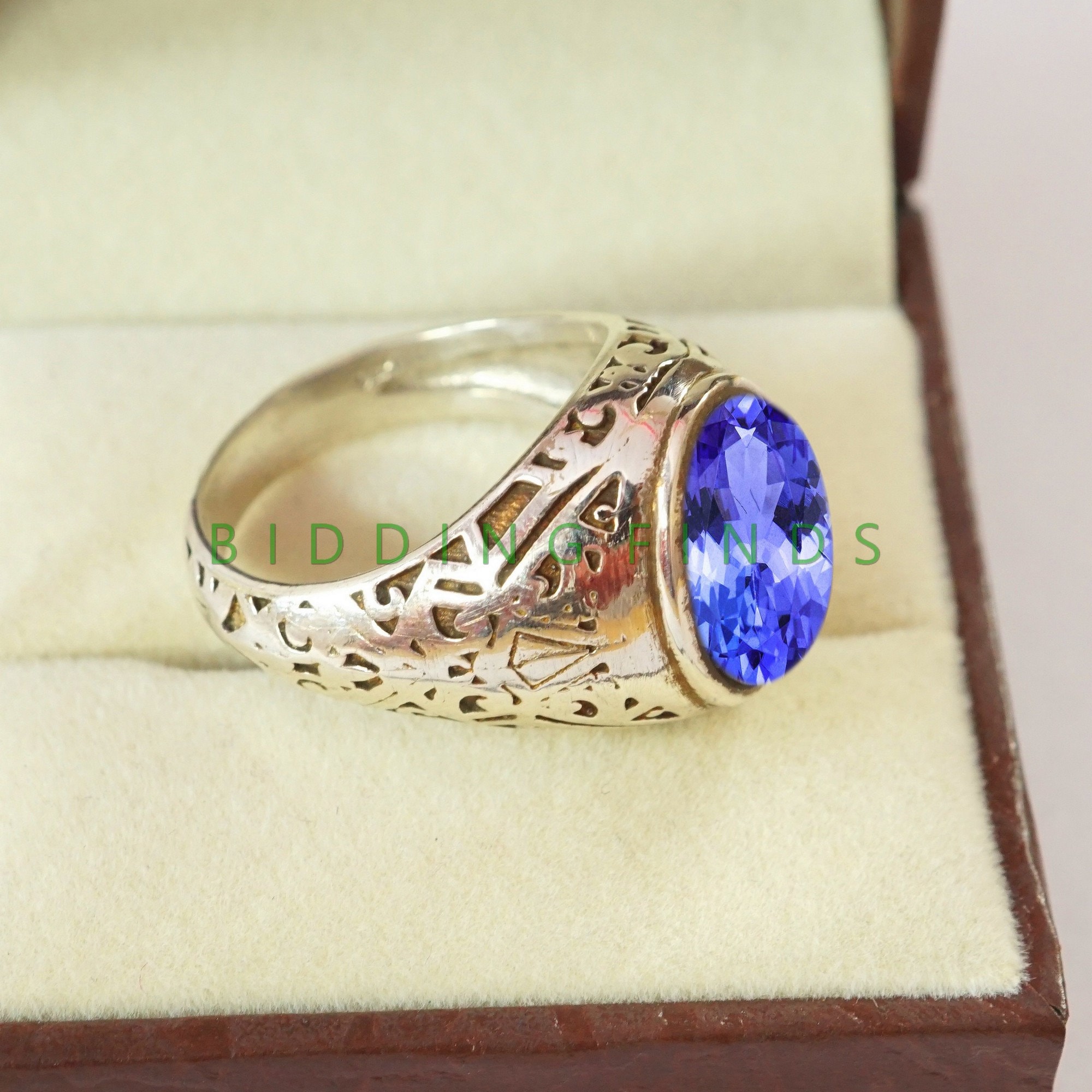 Tanzanite Men Ring Sterling Silver Ring Wedding Tanzanite - Etsy