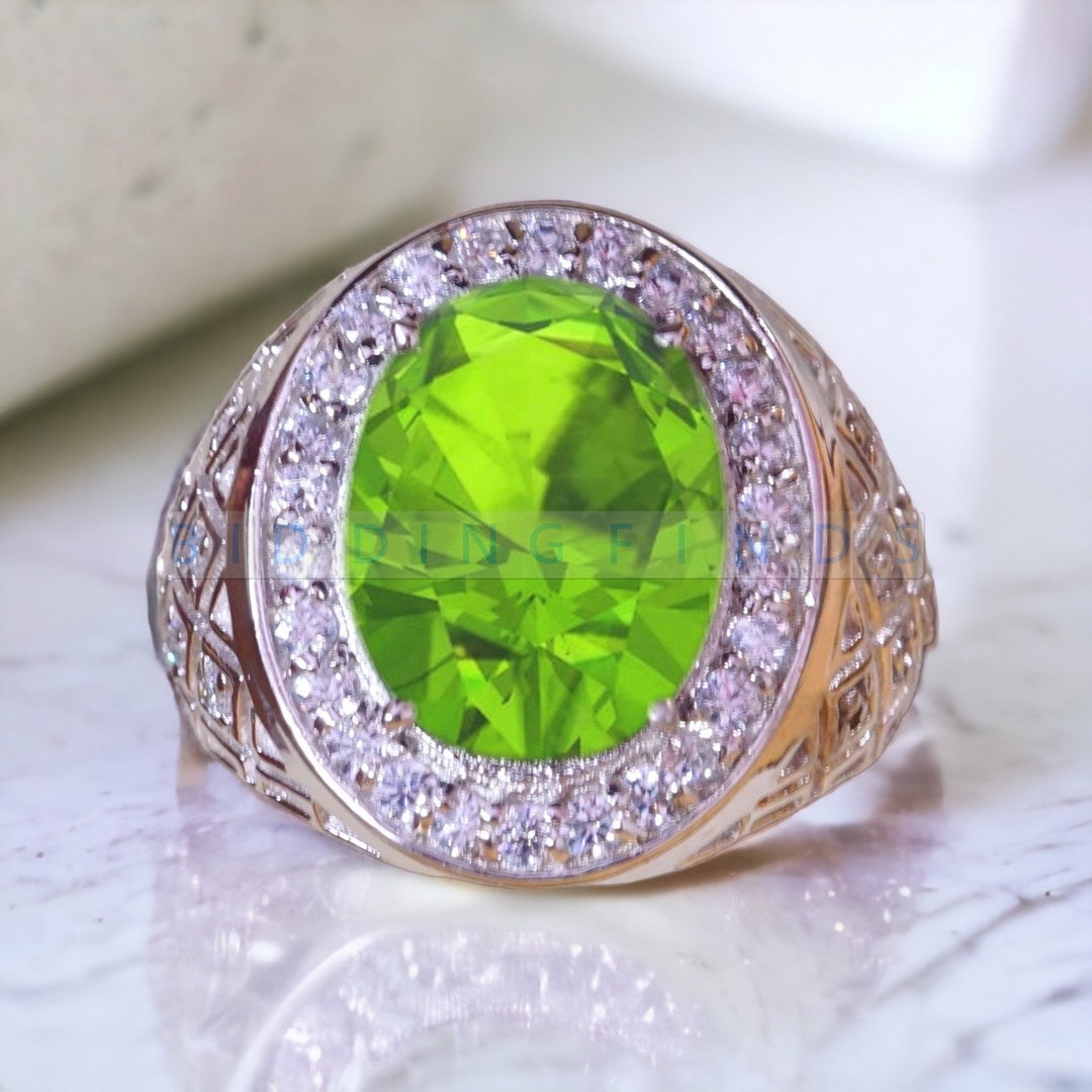 Peridot Ring for Men, Sterling Silver Ring, Handmade Peridot Ring ...