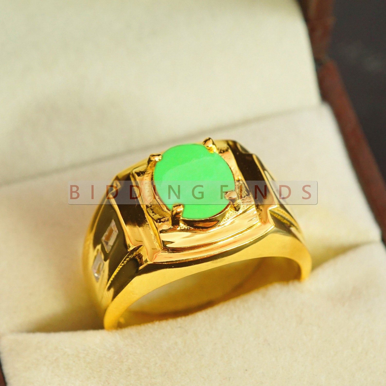 Real Green Jade Ring for Men Sterling Silver 925 Ring - Etsy