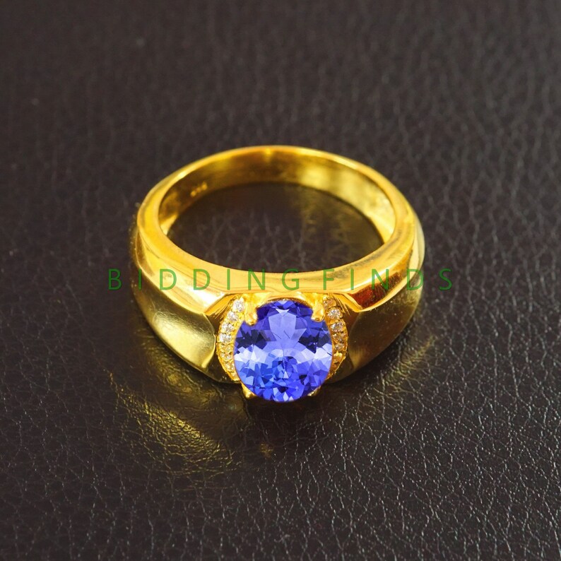 Tanzanite Ring for Men Sterling Silver Ring Engagement Ring - Etsy