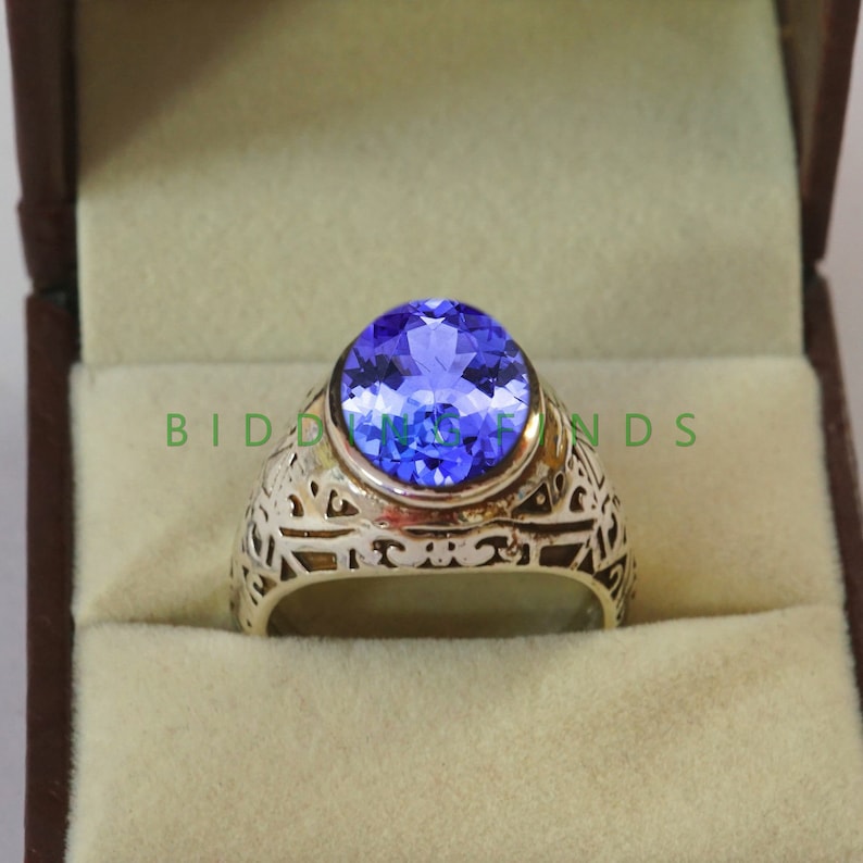 Tanzanite Men Ring Sterling Silver Ring Wedding Tanzanite - Etsy