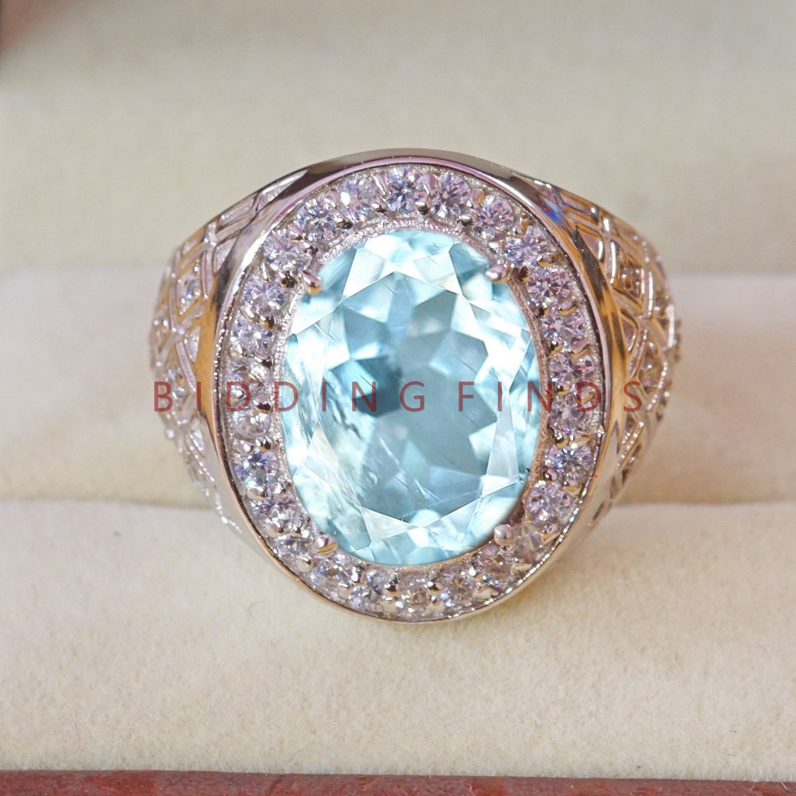 Aquamarine Men Ring Sterling Silver Ring Wedding Men Ring - Etsy