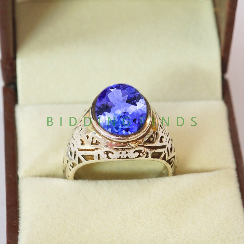Tanzanite Men Ring Sterling Silver Ring Wedding Tanzanite - Etsy