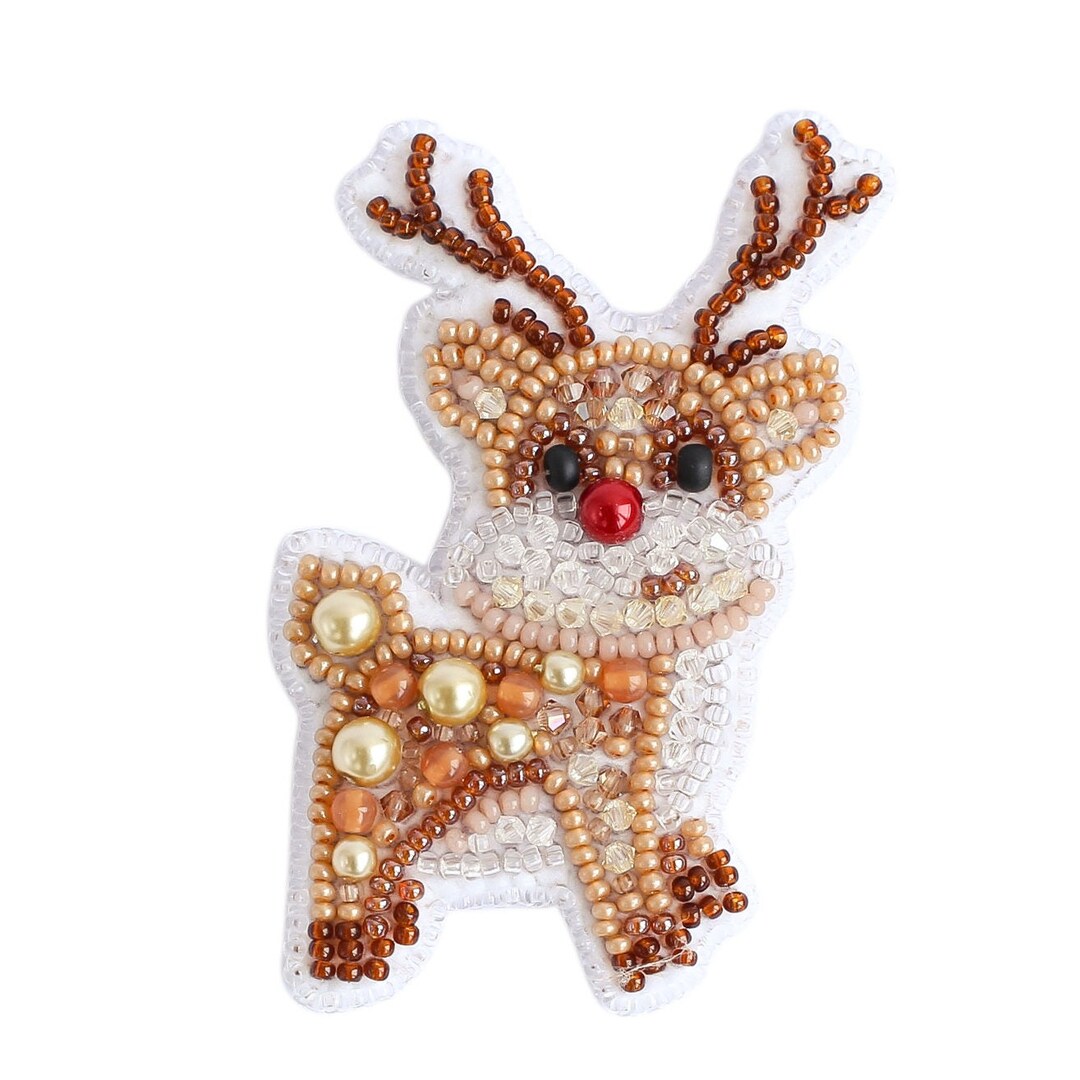 Christmas Deer Bead Embroidery Kit. Seed Bead Brooch Kit. DIY Craft Kit ...