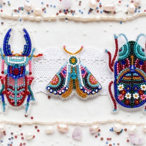 Set of 3 DIY Beaded Brooches Kits, Beetle Craft Kits, Beaded Insect ...
