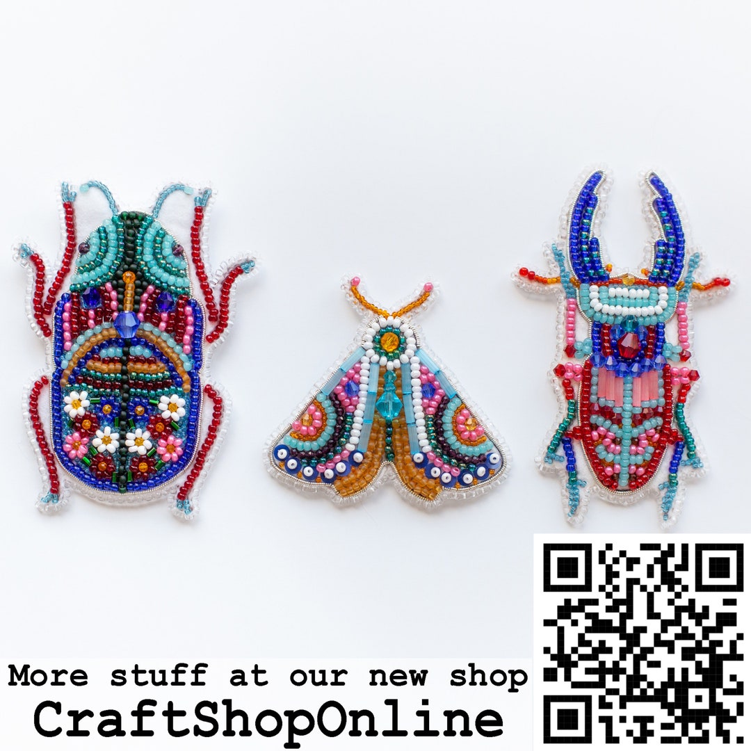 Set of 3 DIY Beaded Brooches Kits, Beetle Craft Kits, Beaded Insect ...