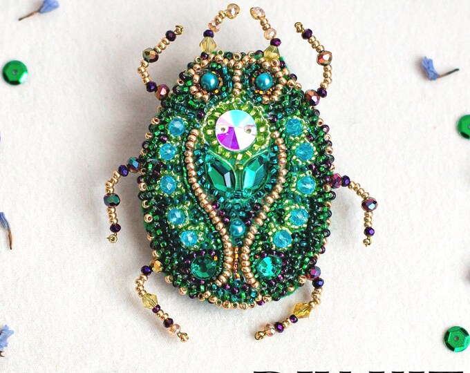 Bug Bead Embroidery Kit. Seed Bead Brooch Kit. DIY Craft Kit. Insect ...