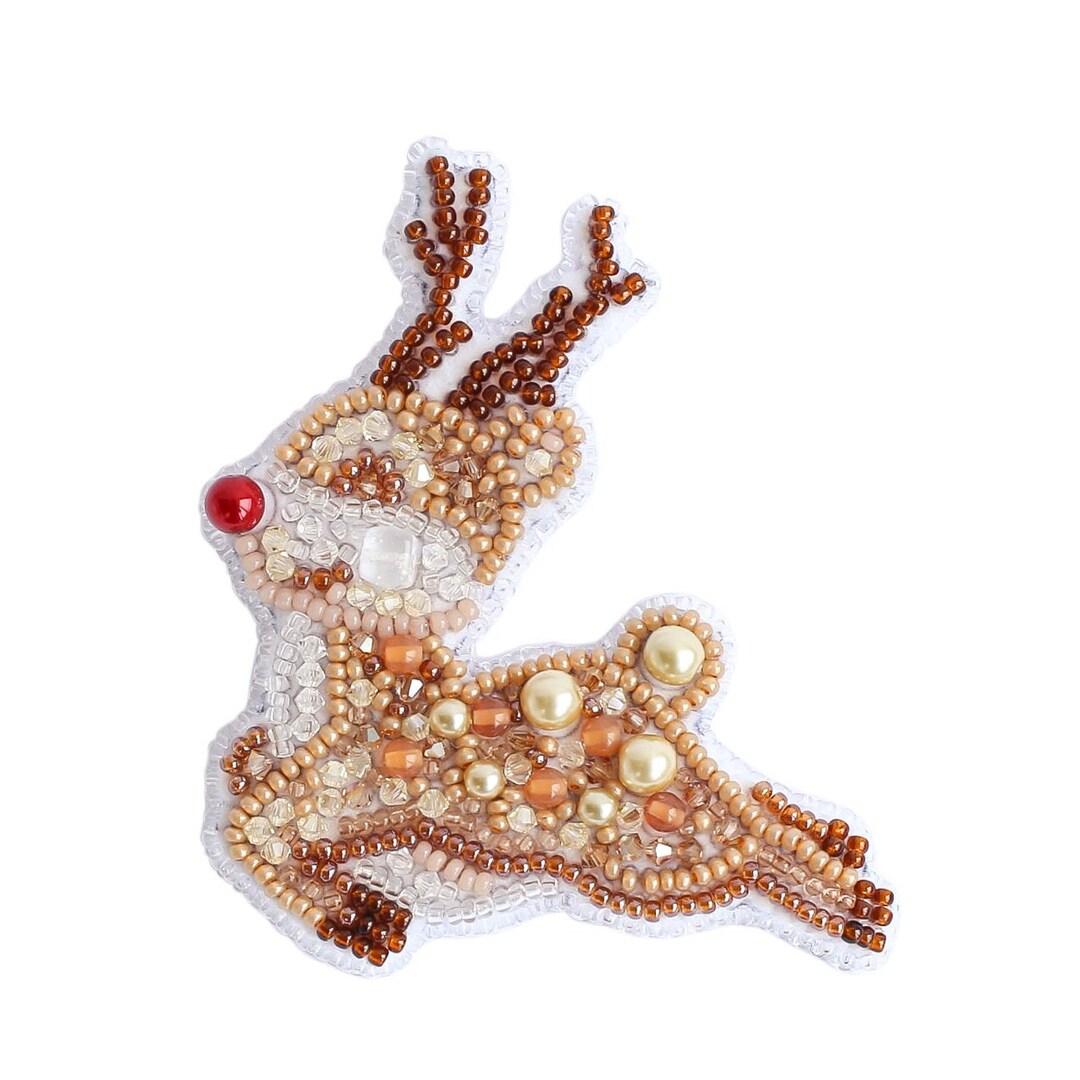 Christmas Deer Bead Embroidery Kit. Seed Bead Brooch Kit. DIY Craft Kit ...