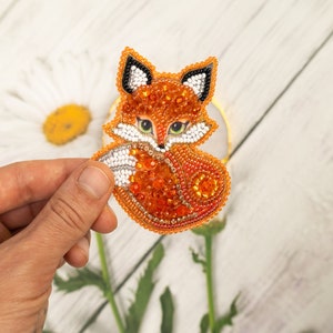 Fox Bead Embroidery Kit. Seed Bead Brooch Kit. DIY Craft Kit. Beading ...