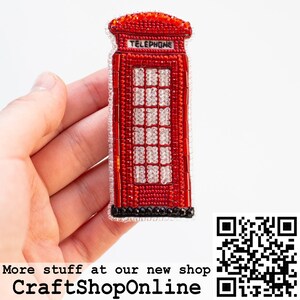 Red London Phone Booth Bead Embroidery Kit. Seed Bead Brooch Kit. DIY ...