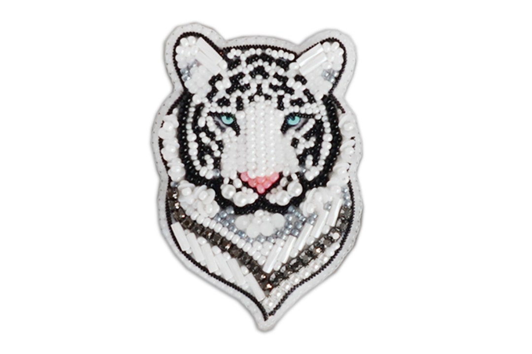 White Tiger Bead Embroidery Kit. Seed Bead Brooch Kit. DIY Craft Kit ...