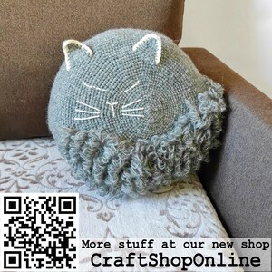 Cat Pillow Crochet Pattern, Cute Cat Digital Knitting Design, PDF ...