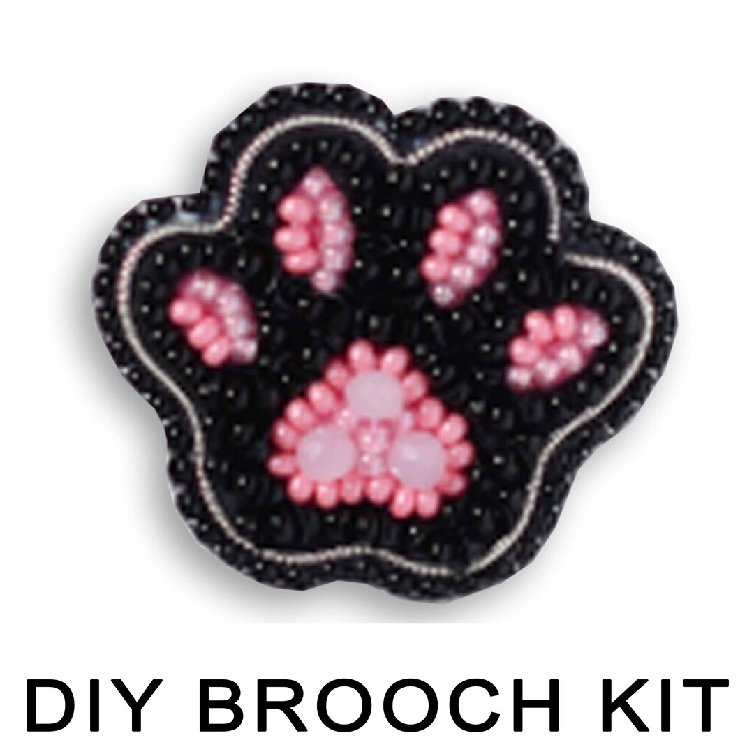 Cat Paw Bead Embroidery Kit. Seed Bead Brooch Kit. DIY Craft - Etsy