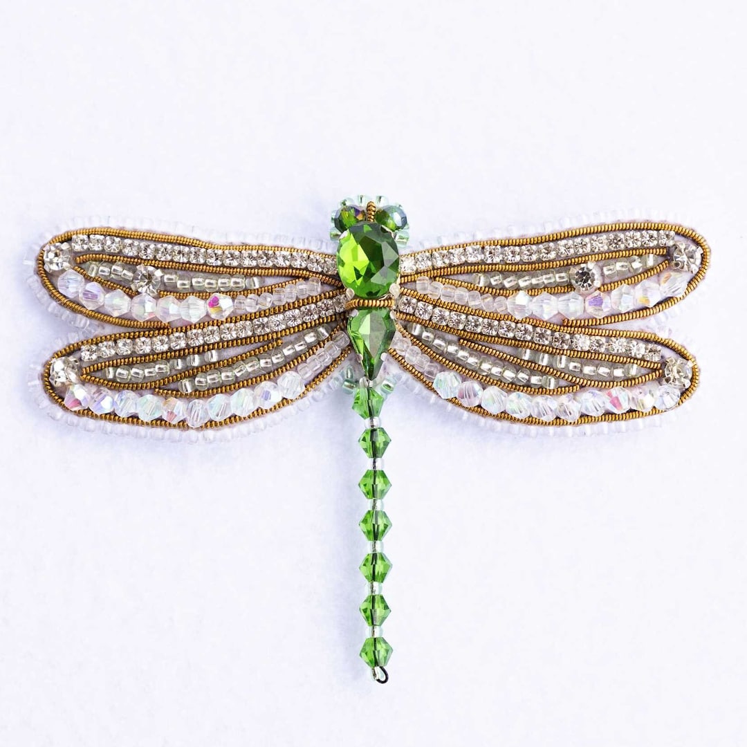 Dragonfly Bead Embroidery Kit. Seed Bead Brooch Kit. DIY Craft Kit ...