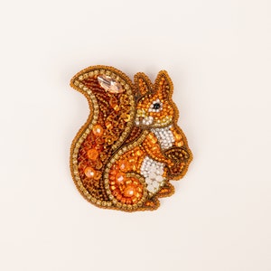 Squirrel Bead Embroidery Kit. Seed Bead Brooch Kit. DIY Craft Kit ...