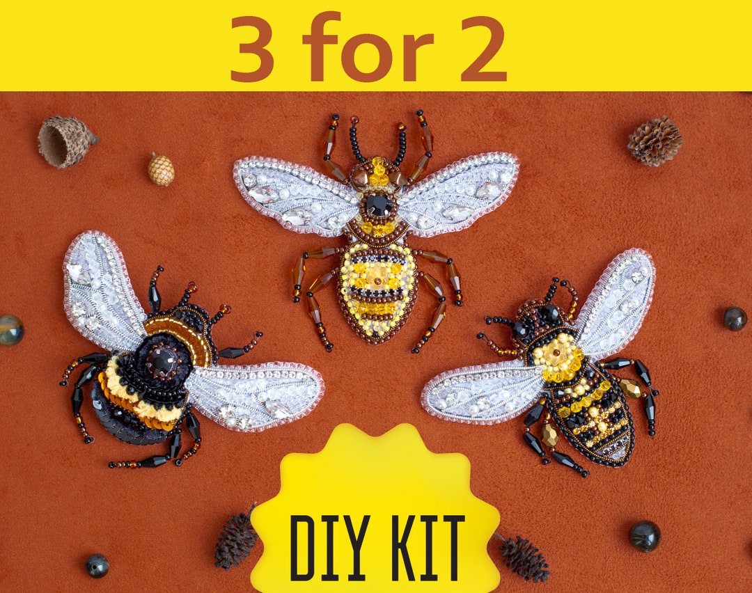 Wasp Bumblebee Honey Bee Bead Embroidery Kit. Seed Bead - Etsy
