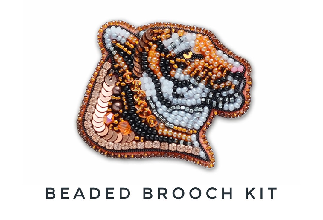 Bengal Tiger Bead Embroidery Kit. Seed Bead Brooch Kit. DIY - Etsy