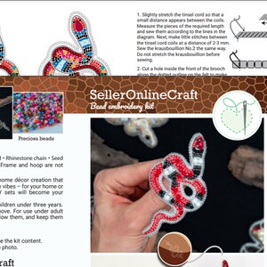 Coral Snake Bead Embroidery Kit. Seed Bead Brooch Kit. DIY Craft Kit ...