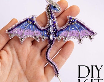 Bead Embroidery Kit Dragonfly. Seed Bead Brooch Kit. DIY Craft Kit ...