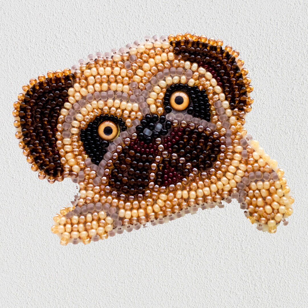 Pug Dog Bead Embroidery Kit. Seed Bead Brooch Kit. DIY Craft Kit ...