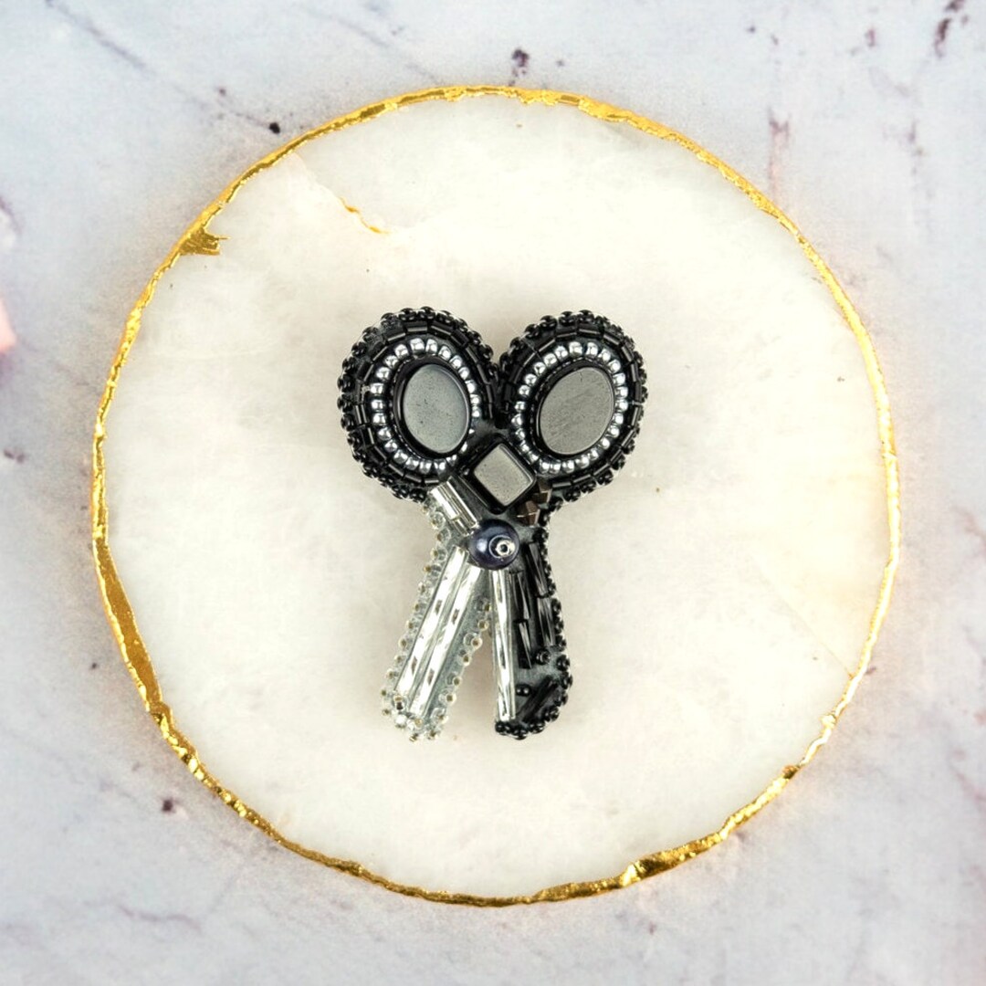 Scissors Bead Embroidery Kit. Seed Bead Brooch Kit. DIY Craft Kit ...