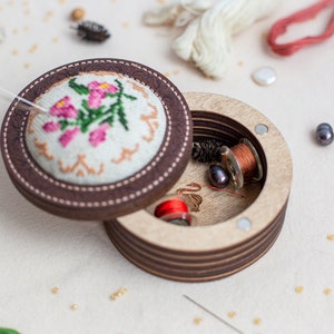 DIY Kit Box With Pin Embroidery Sewing Cushion, Full Kit With Materials ...
