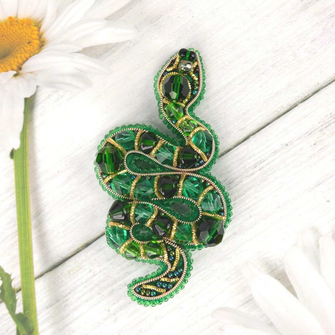 Snake Bead Embroidery Kit. Seed Bead Brooch Kit. DIY Craft Kit. Beading ...