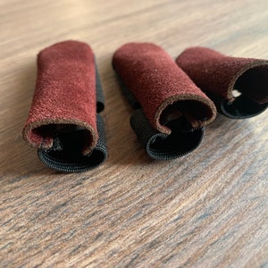 Leather Thimbles for Wood Carving, Men's Burgundy Finger Guards, Set of ...