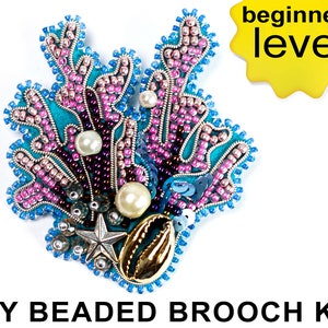 Coral Reef Bead Embroidery Kit. DIY Craft Kit Beaded Ocean. Real ...