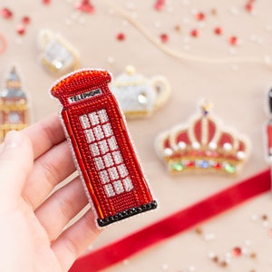 Red London Phone Booth Bead Embroidery Kit. Seed Bead Brooch Kit. DIY ...