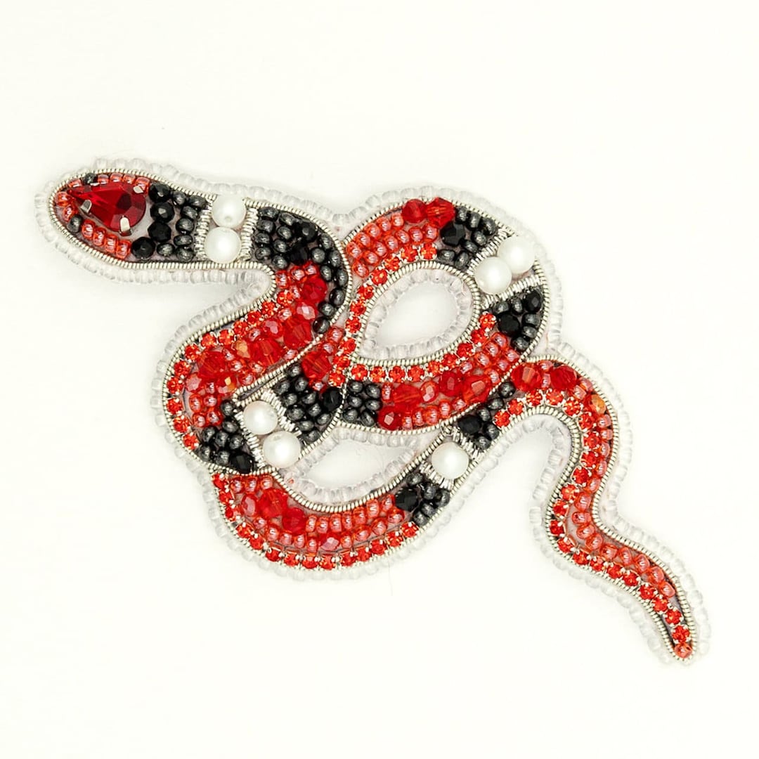 Coral Snake Bead Embroidery Kit. Seed Bead Brooch Kit. DIY Craft Kit ...