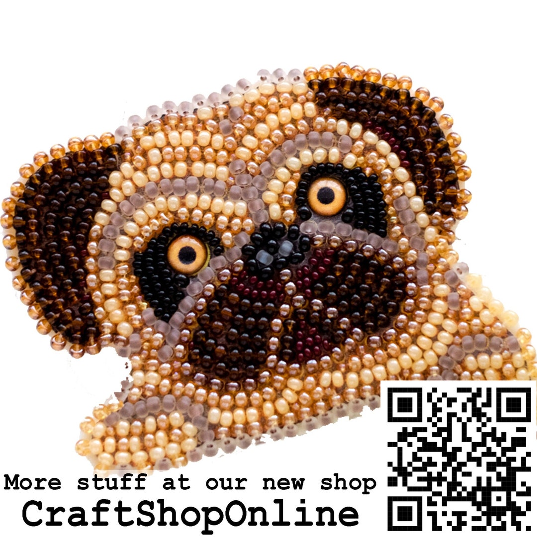Pug Dog Bead Embroidery Kit. Seed Bead Brooch Kit. DIY Craft Kit ...