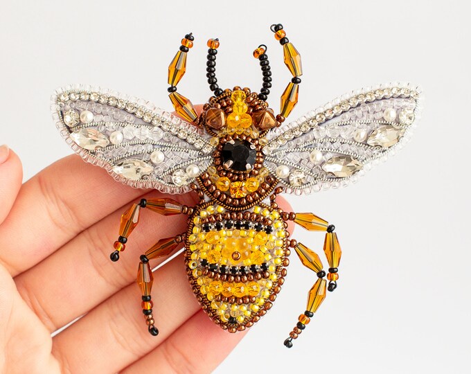 Wasp Bead Embroidery Kit. Seed Bead Brooch Kit. DIY Craft Kit. Insect ...