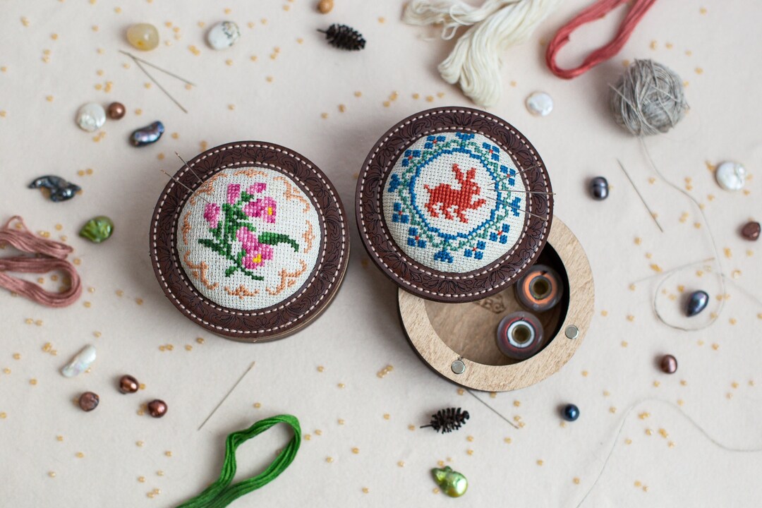 DIY Kit Box With Pin Embroidery Sewing Cushion, Full Kit With Materials ...