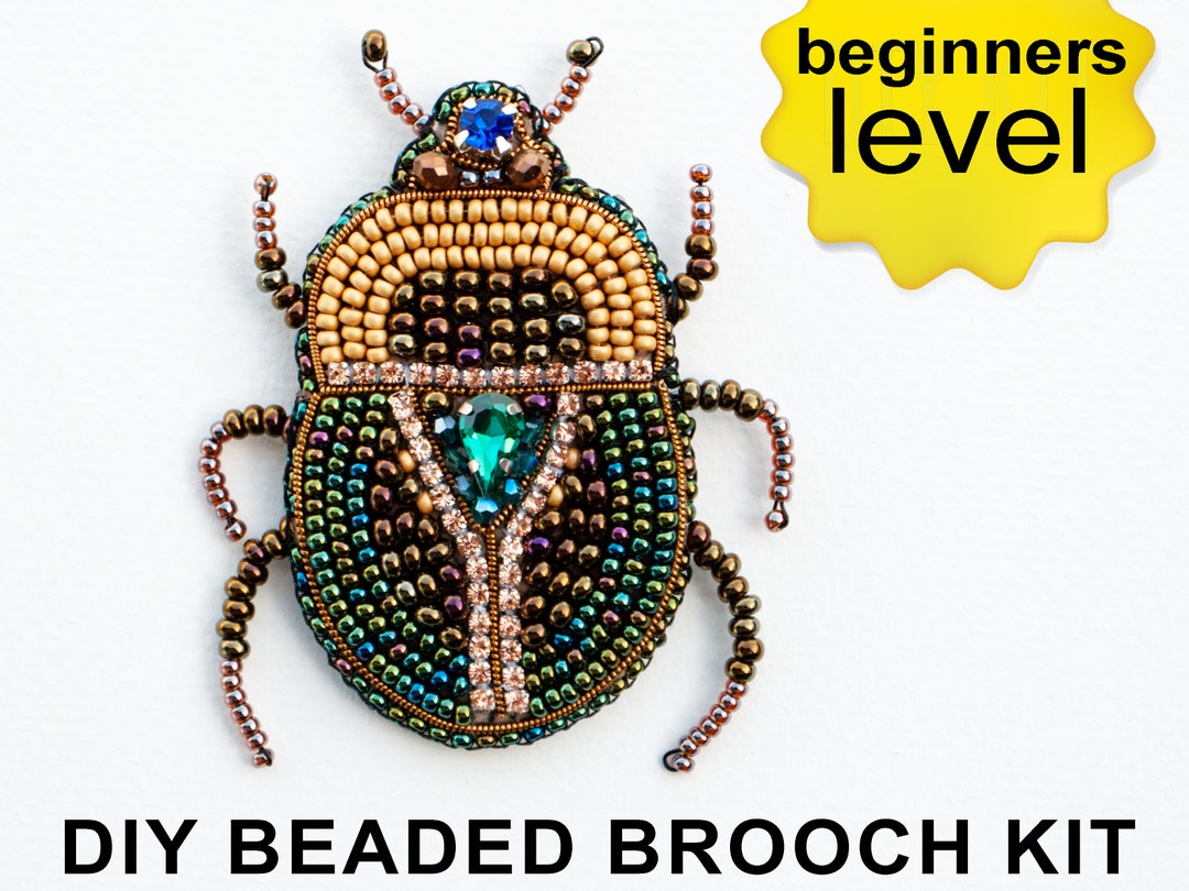Scarab Beetle DIY Bead Embroidery Kit. Bead Brooch Kit. Insect Beading ...