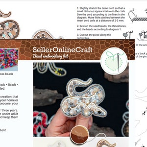 Python Bead Embroidery Kit. Seed Bead Brooch Kit. DIY Craft Kit. Snake ...