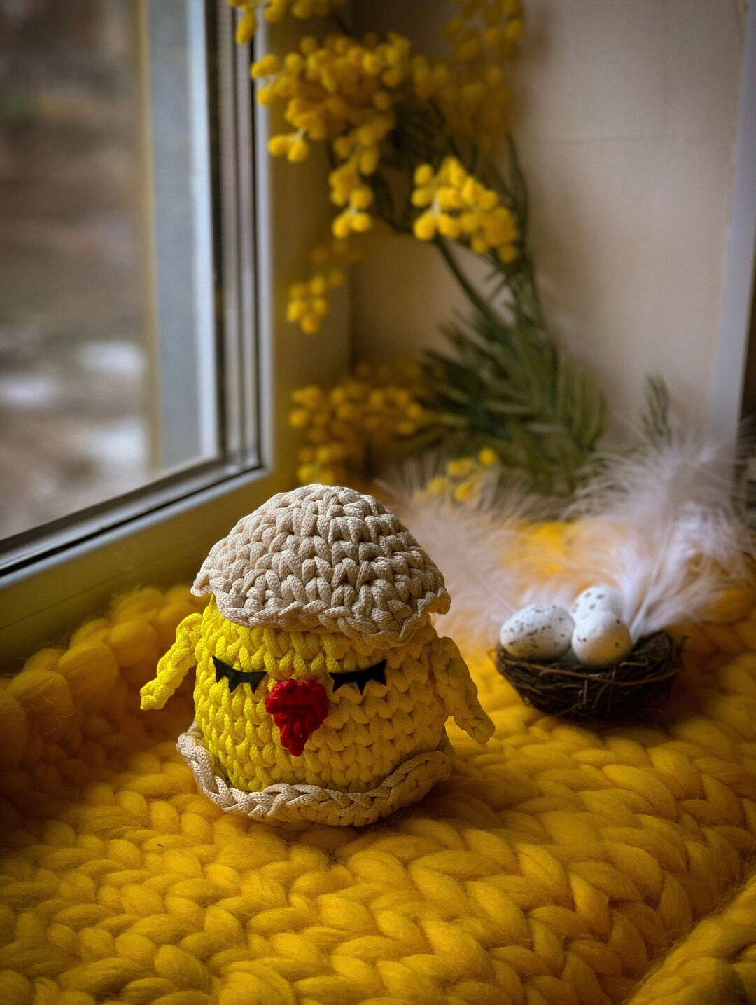 DIY Crochet Chicken Basket Easter Decor Handmade Basket With - Etsy
