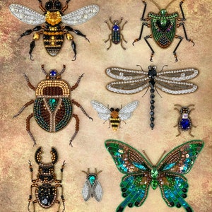 Bugs Bead Embroidery Kit. DIY Craft Kit - Beadwork on Canvas. DIY Home ...