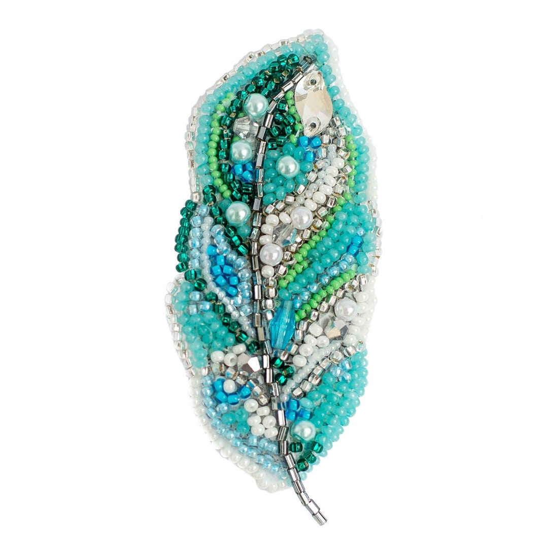 Feather Bead Embroidery Kit. Seed Bead Brooch Kit. DIY Craft Kit ...